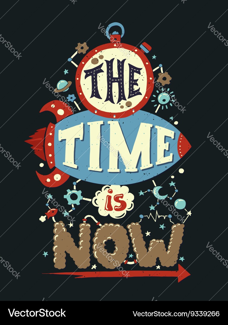 Time is now - motivation quotation poster Vector Image