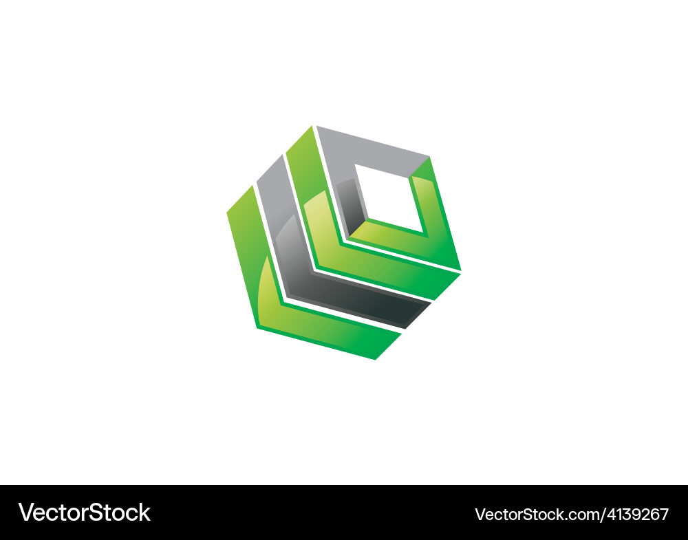 3D Geometric Box Logo Royalty Free Vector Image