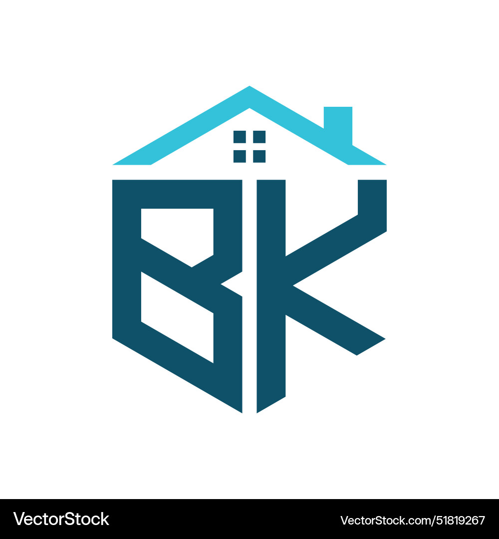 Bk house logo design template letter Royalty Free Vector