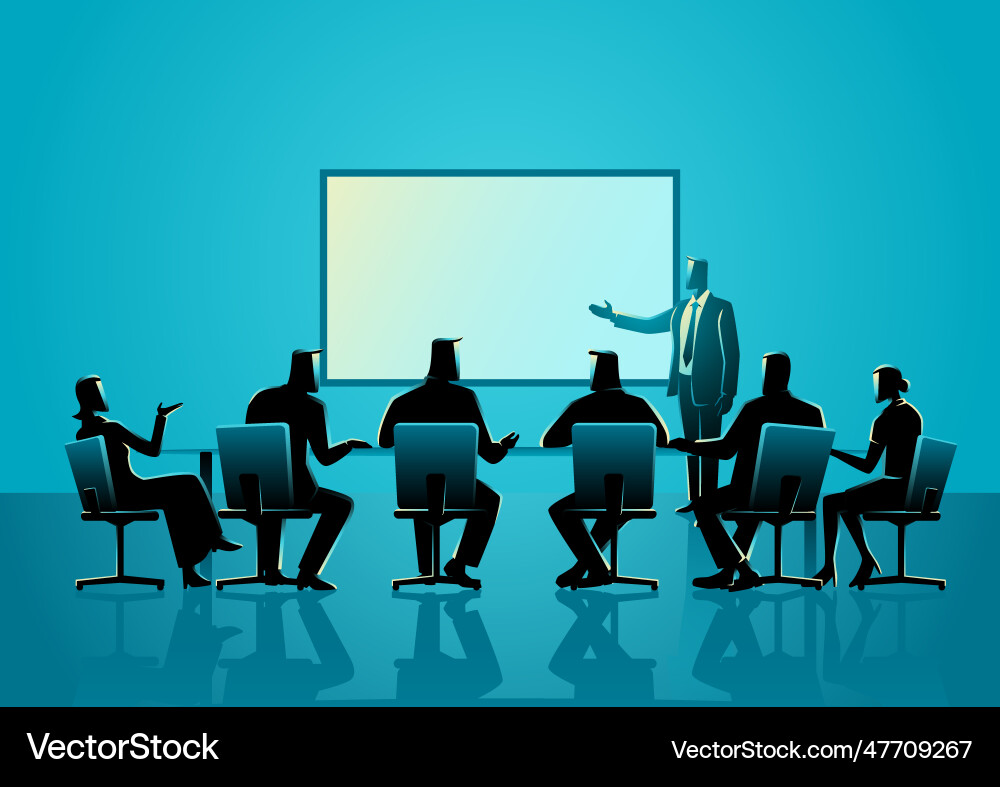 Business person giving a presentation in front Vector Image