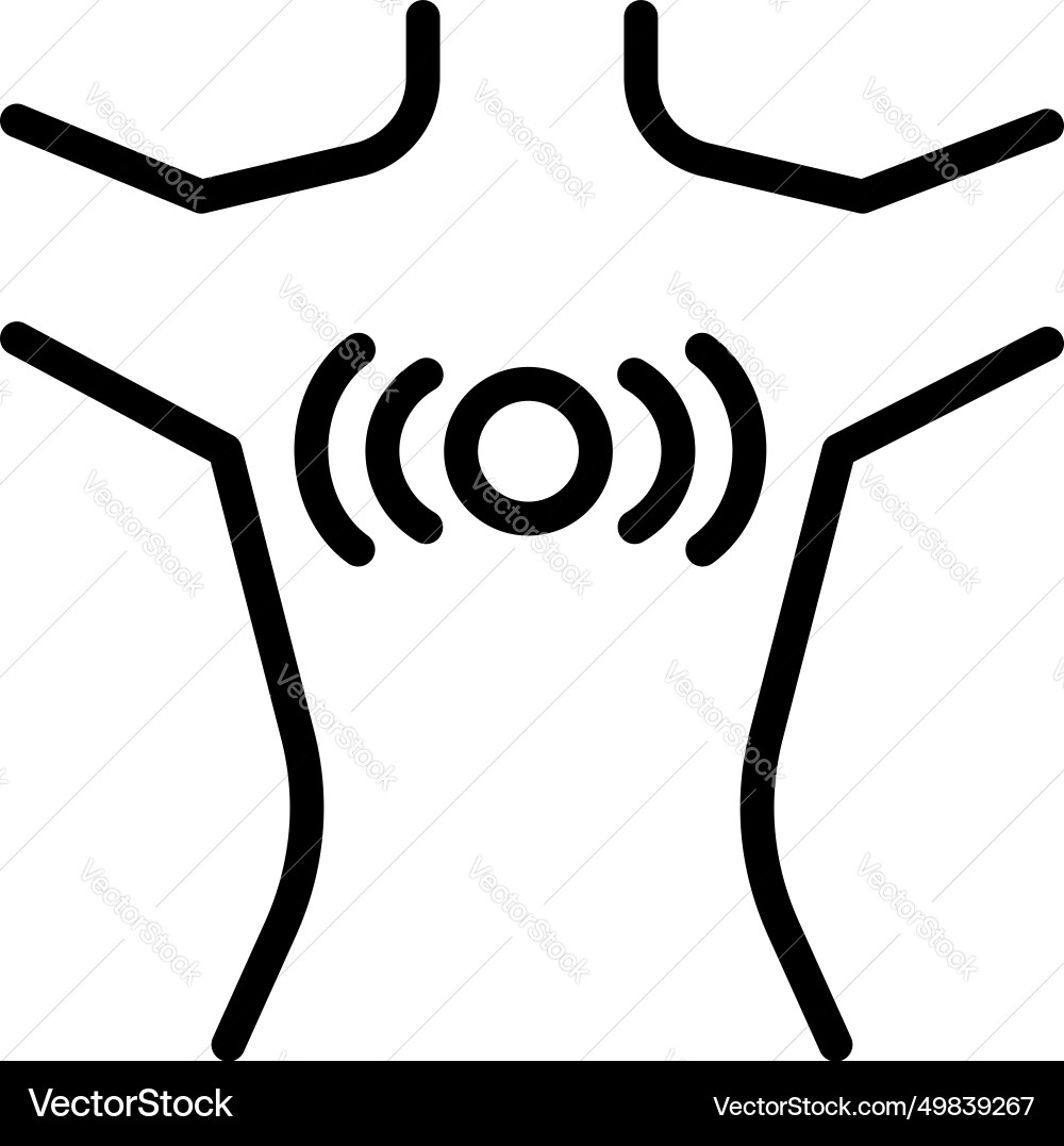 Chest pain linear icon affecting lungs and heart Vector Image