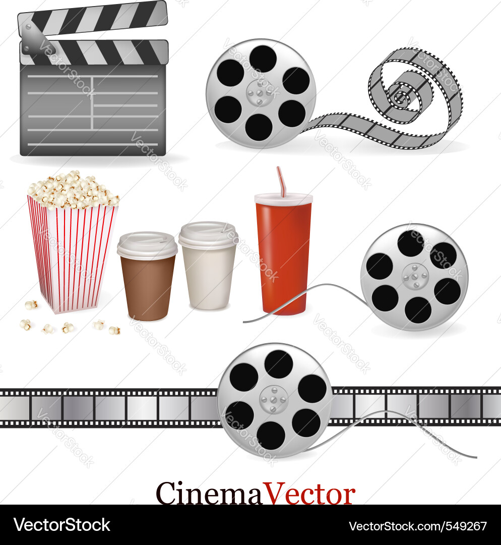 Cinema Objects Collection Royalty Free Vector Image