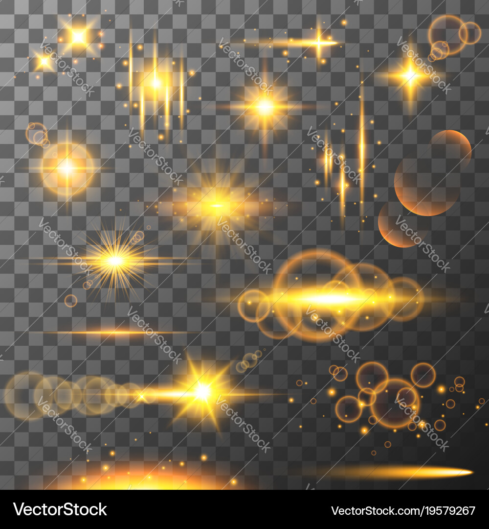 Collection of different flare light effects lens Vector Image