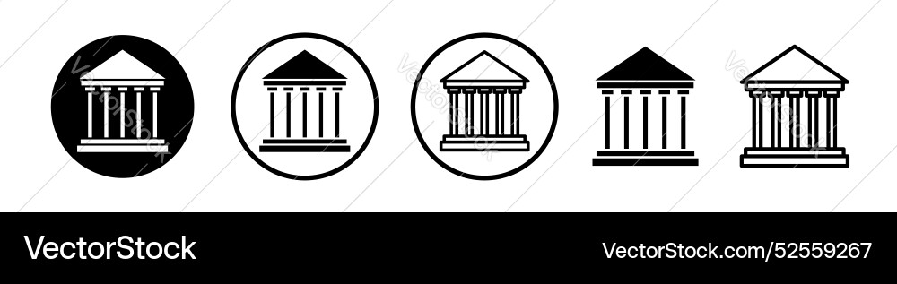 Courthouse icon set on white background Royalty Free Vector