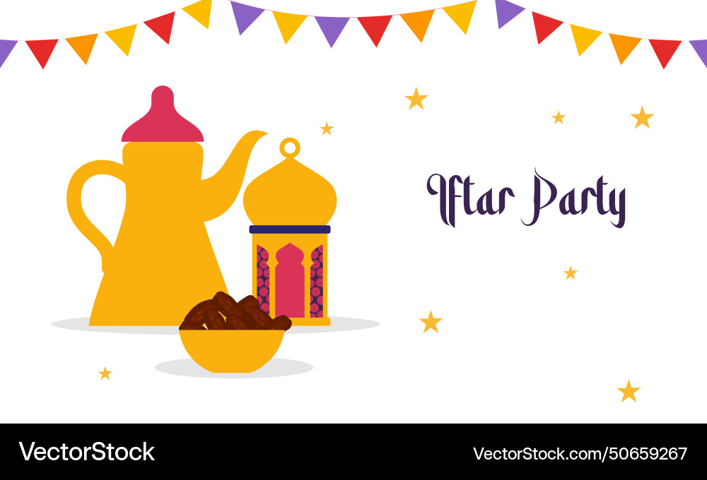 Iftar party celebration concept flyer Royalty Free Vector