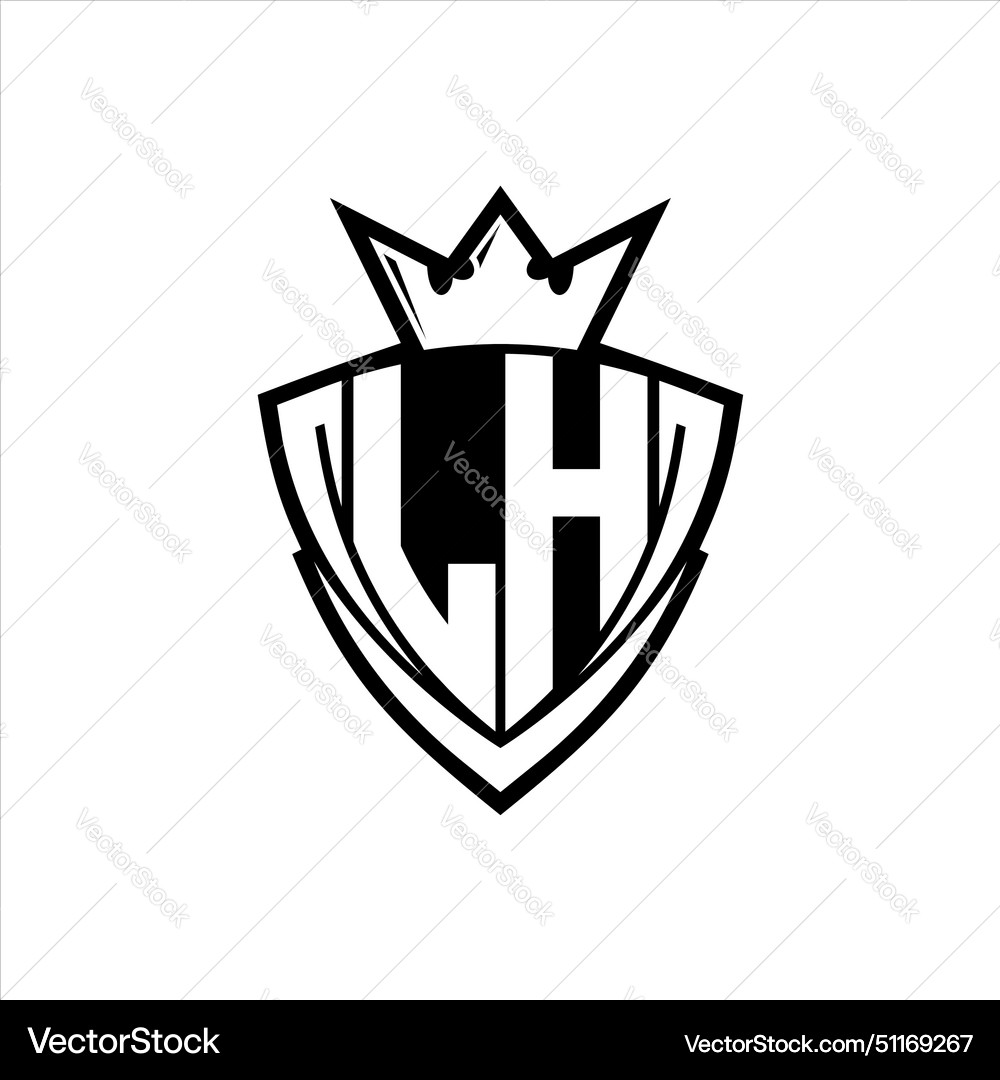 Lh letter logo with sharp triangle shield shape Vector Image