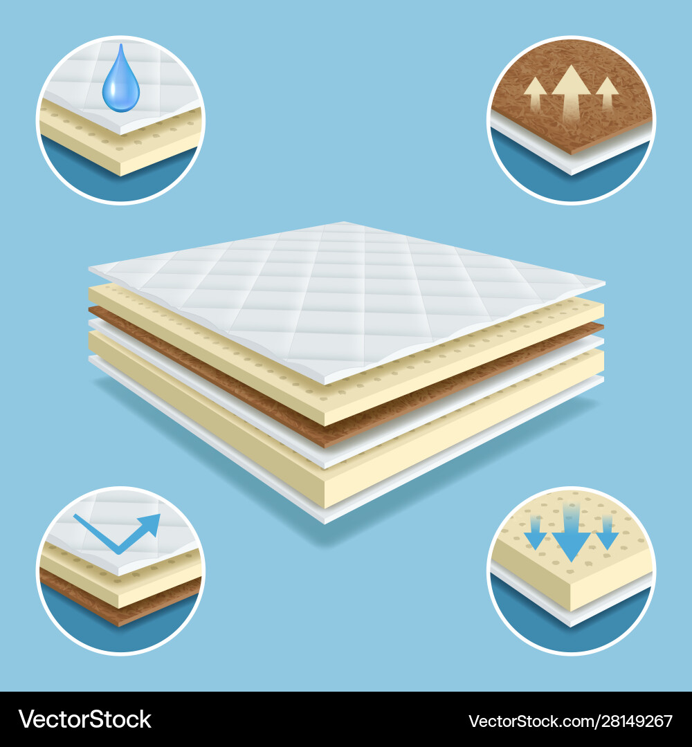 Orthopedic mattress layers material Royalty Free Vector