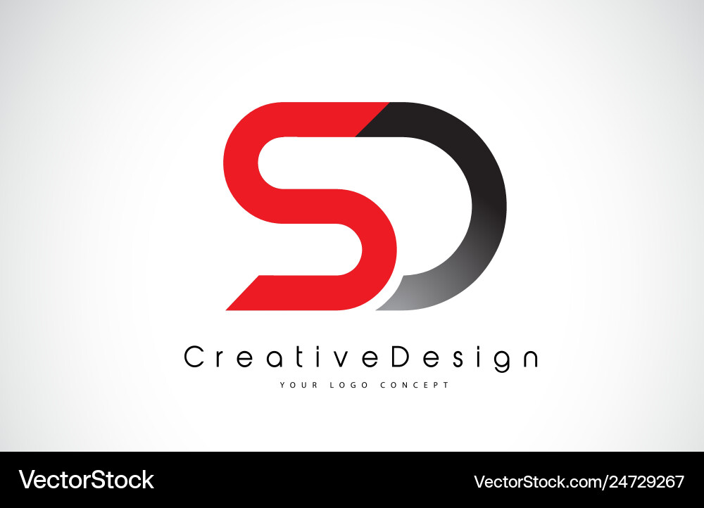 Red and black sd s d letter logo design creative Vector Image