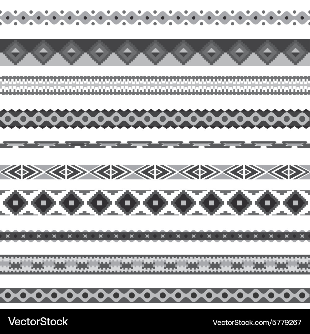 Seamless pattern borders tribal set Royalty Free Vector