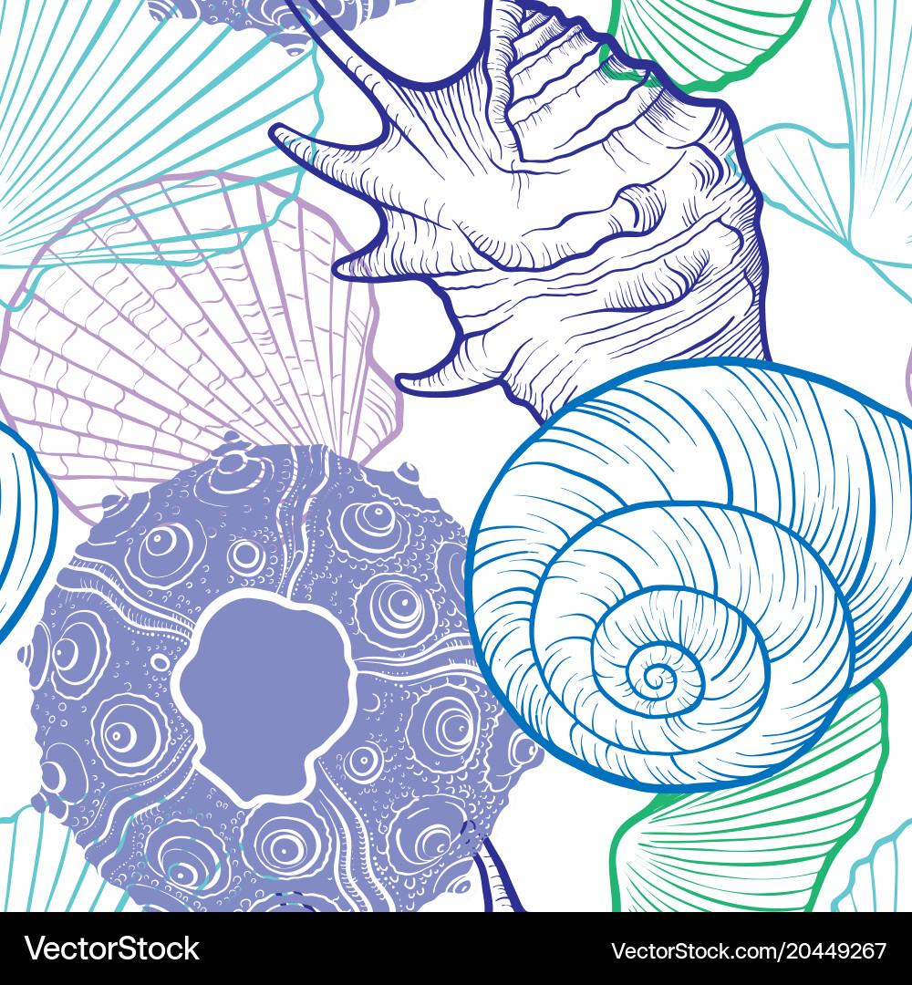 Seamless pattern with seashells Royalty Free Vector Image