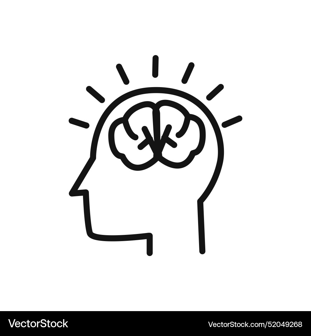 Brain idea icon linear graphics sign Royalty Free Vector