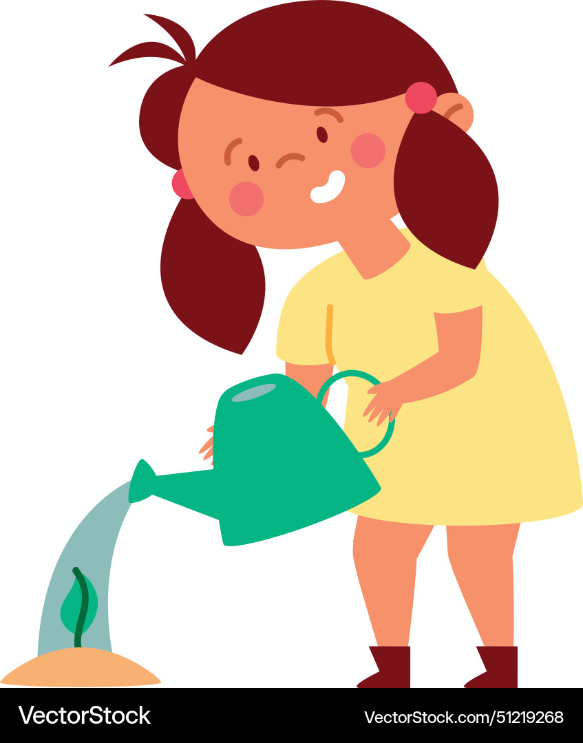 Cute girl planting tree Royalty Free Vector Image