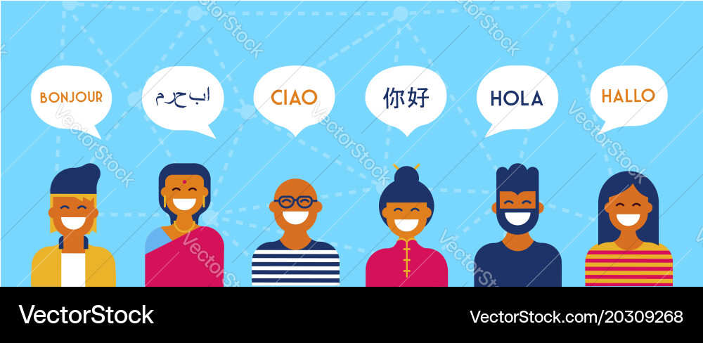 Diverse language conversation banner concept Vector Image