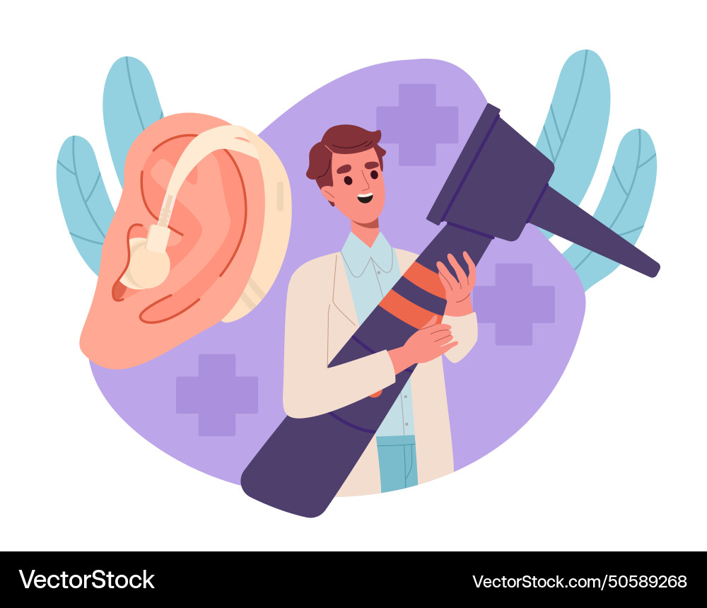 Doctor treats ear concept Royalty Free Vector Image