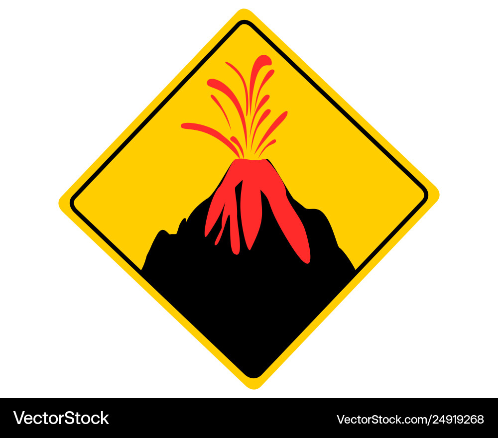 Traffic warning sign volcanic eruption Royalty Free Vector