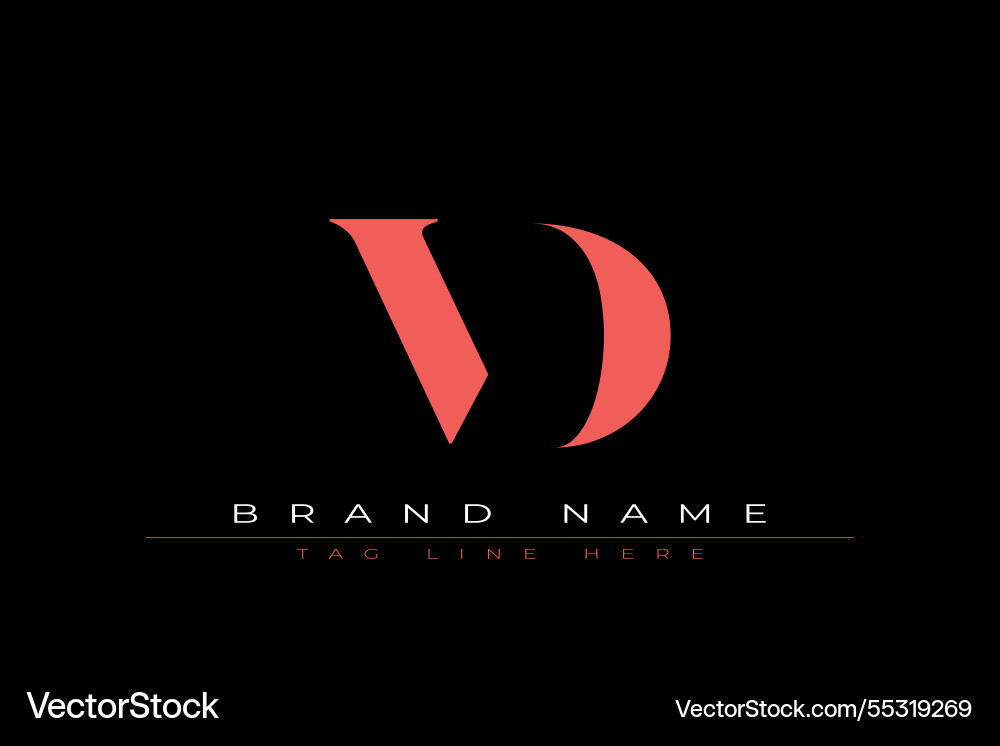 Abstract letter vd minimal logo design template Vector Image