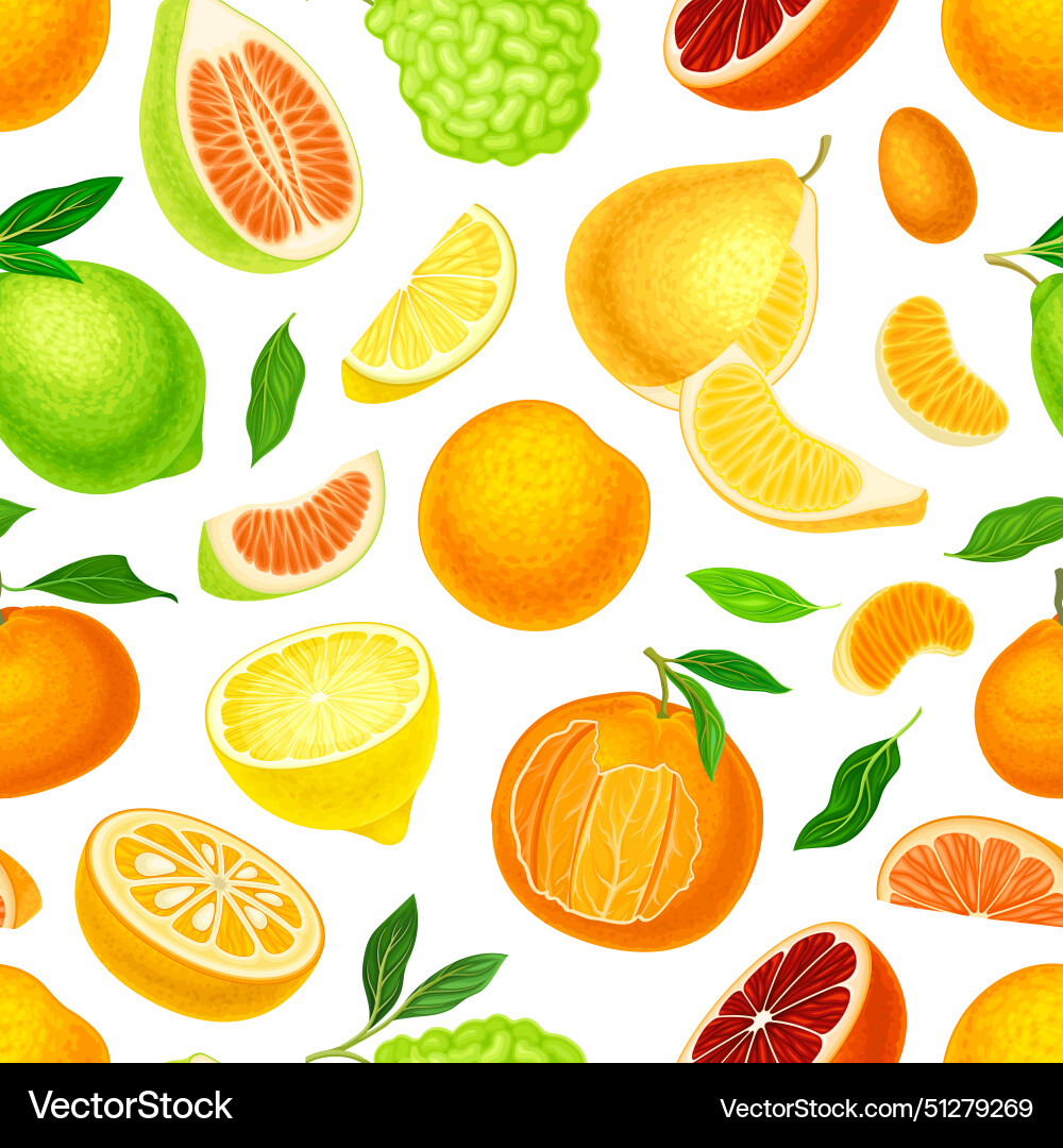 Citrus fresh juicy bright seamless pattern design Vector Image