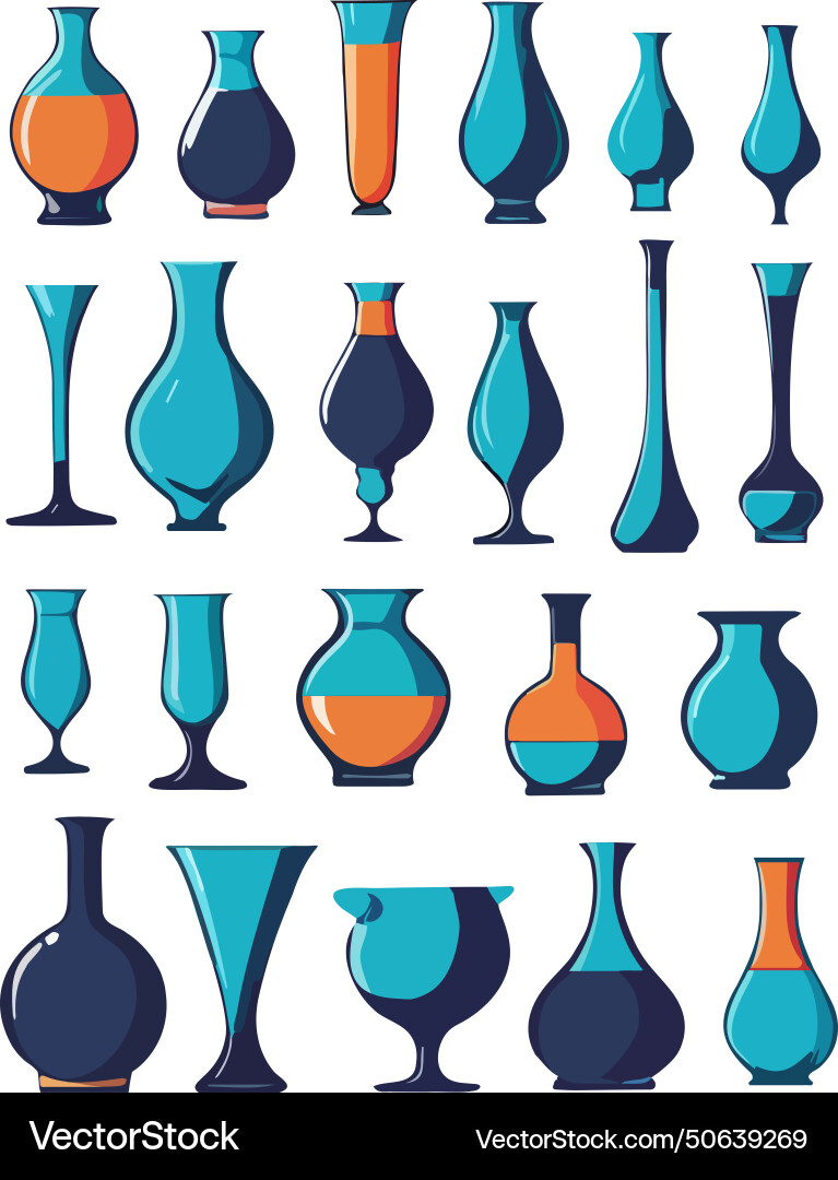 Collection of vessels different sizes Royalty Free Vector