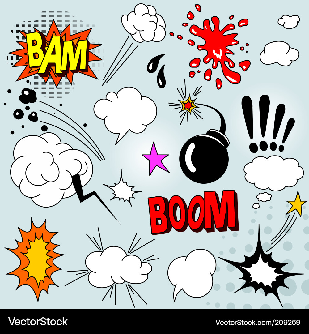 Comic elements set Royalty Free Vector Image - VectorStock
