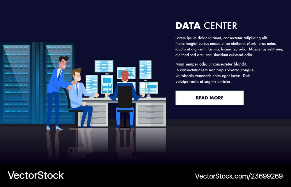Computer data center database admin workstation Vector Image