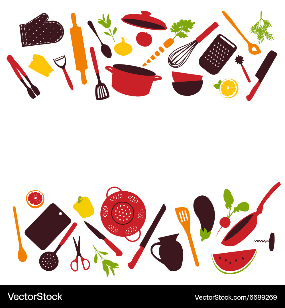 Kitchen tools background isolated Royalty Free Vector Image