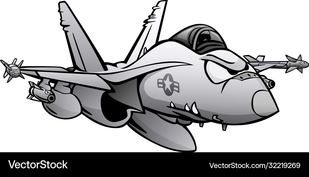 Military Jet Airplane Cartoon Royalty Free Vector Image