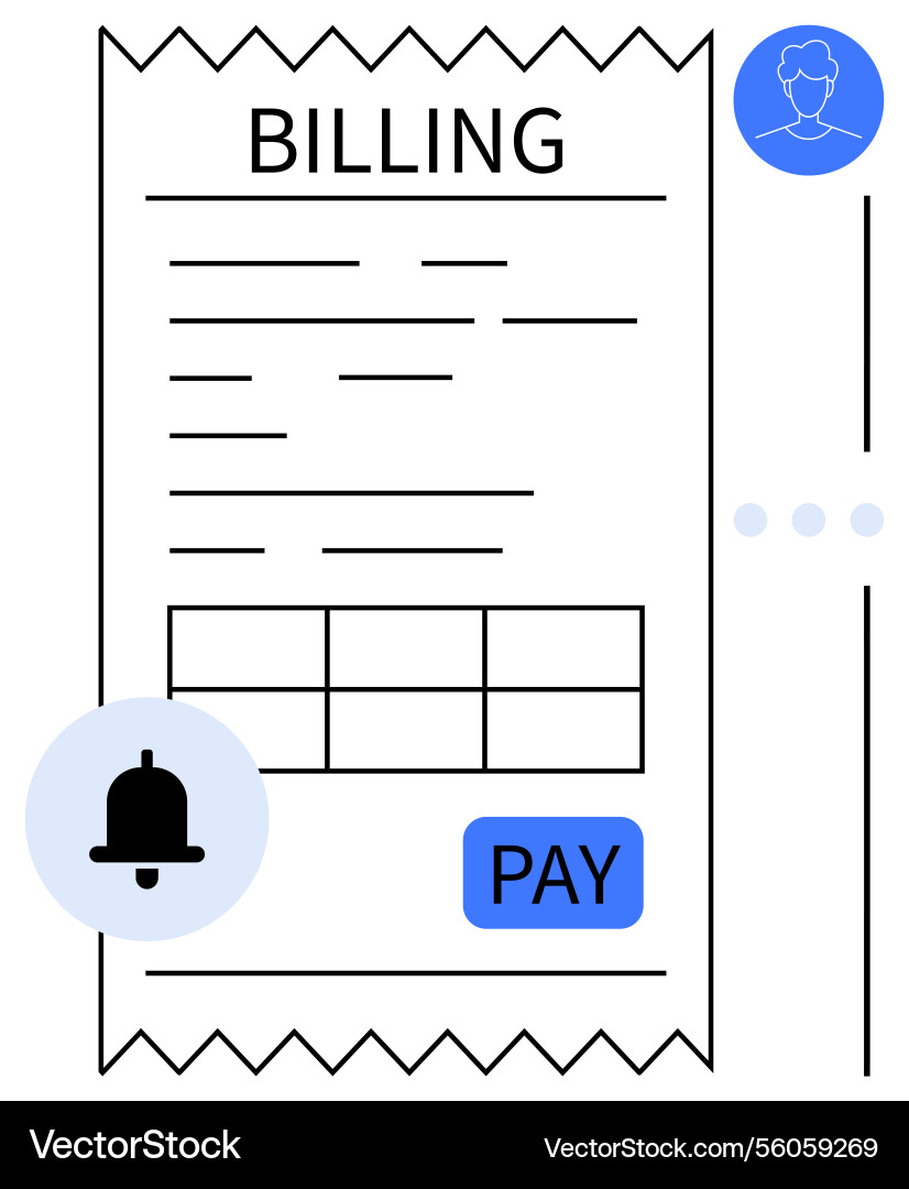 Online billing receipt with payment button and Vector Image
