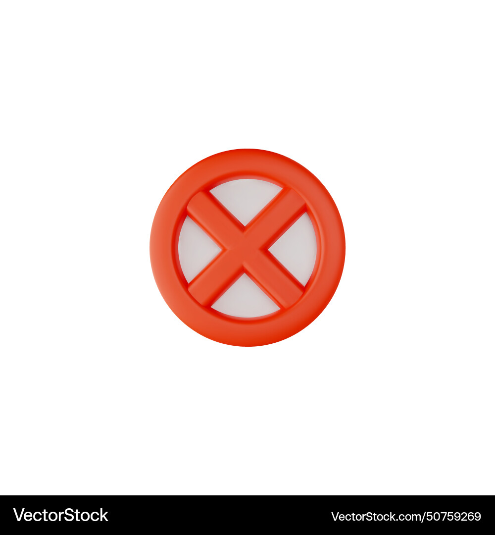 Red no-entry sign 3d Royalty Free Vector Image