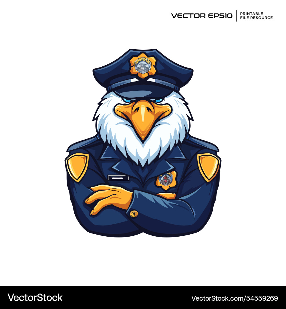 Security guard eagle character mascot logo Vector Image