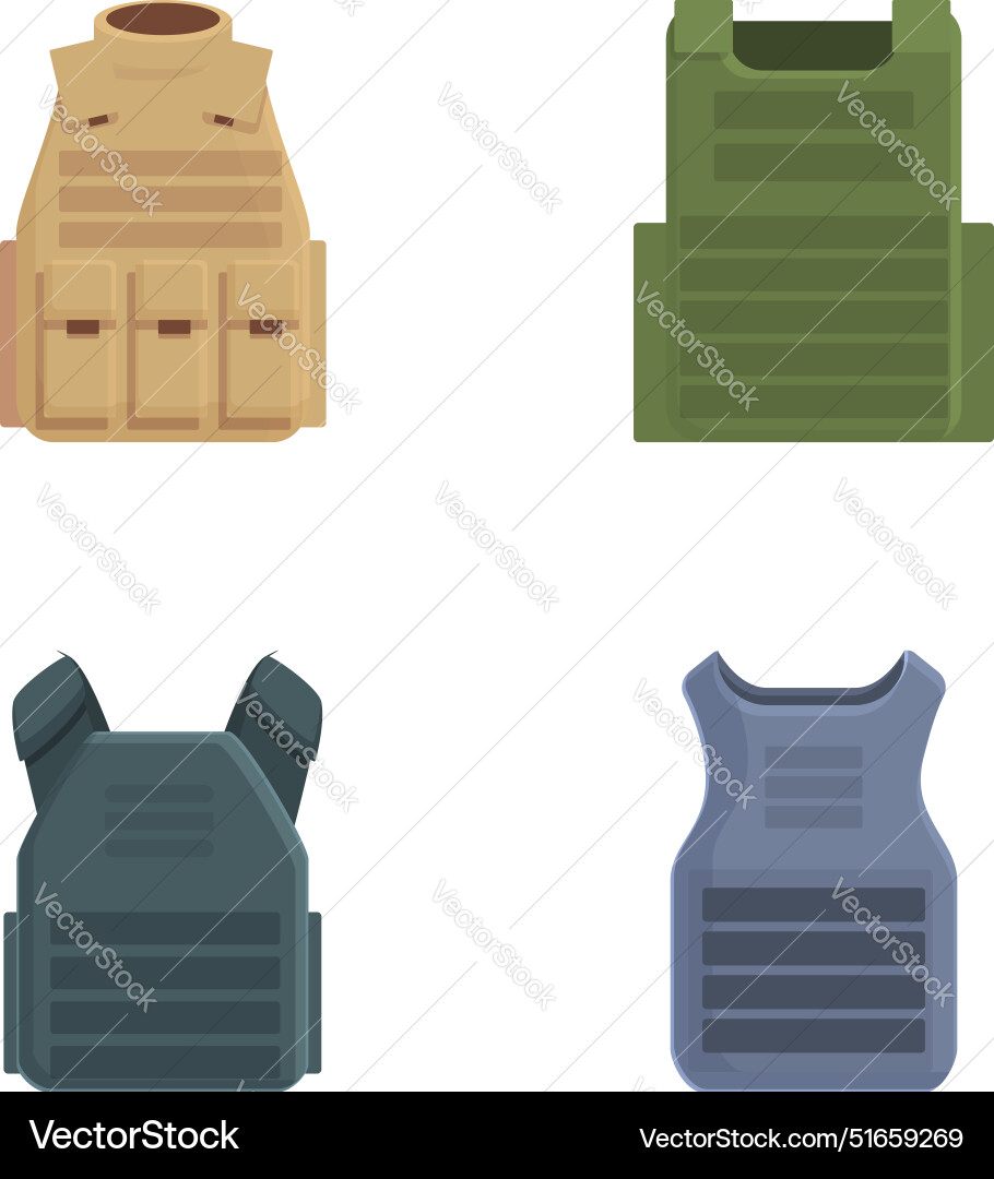 Set of various military vests Royalty Free Vector Image
