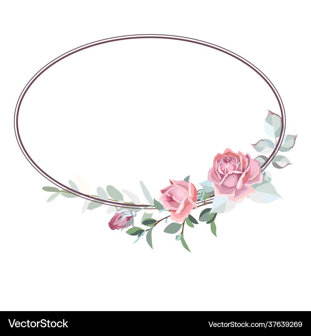 Vintage Rose Oval Frame Royalty Free Vector Image