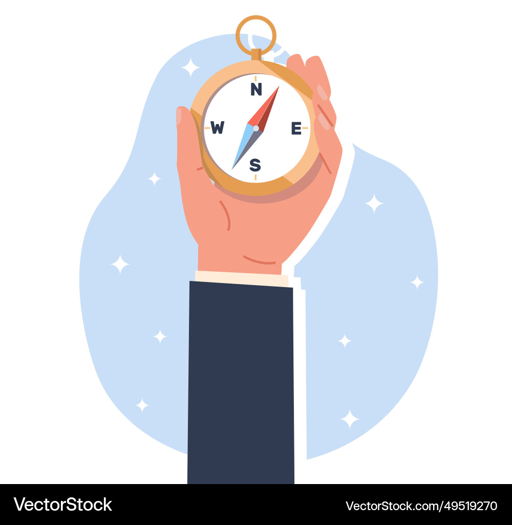 Businessman Holding Compass, Seeking Direction Vector Image