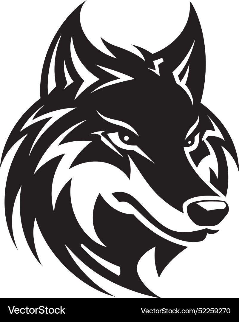 Contemporary black wolf outlinelone Royalty Free Vector