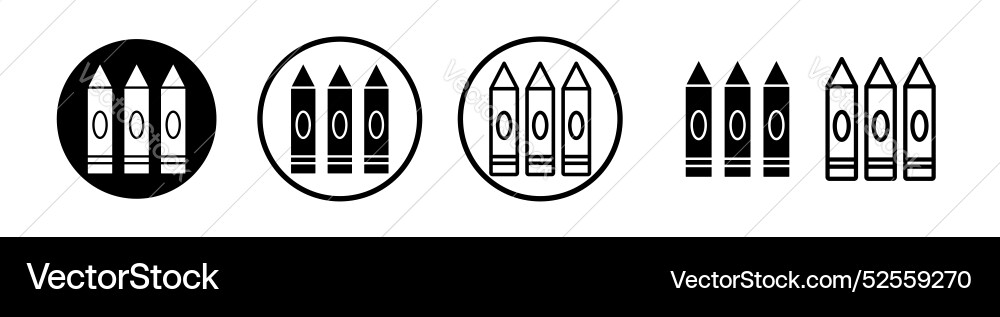 Crayon icon set on white background Royalty Free Vector