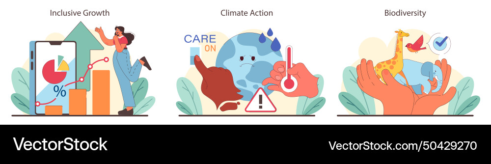 Economic equity climate urgency and wildlife Vector Image
