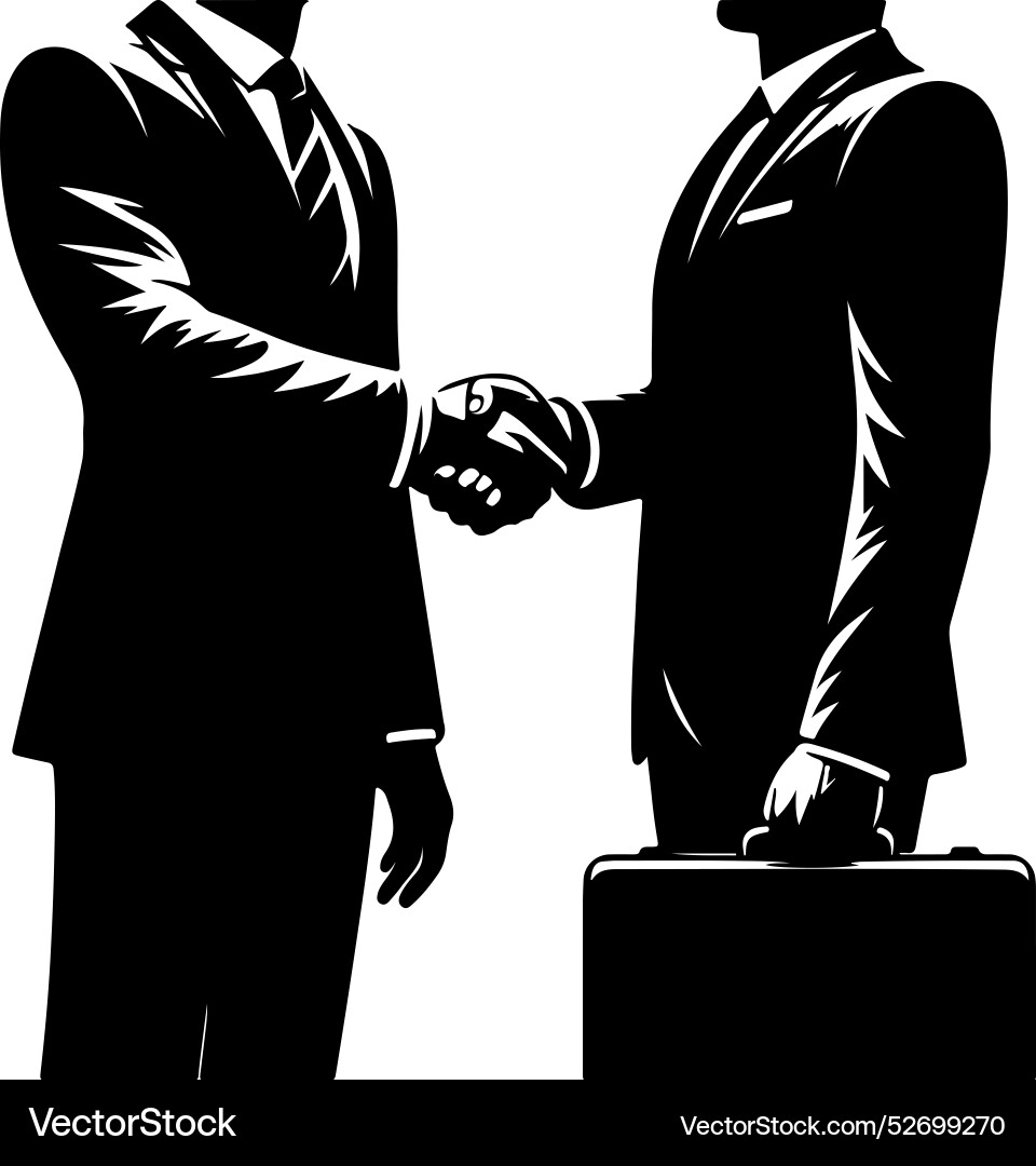 Elegant handshake silhouettes art set for b Vector Image