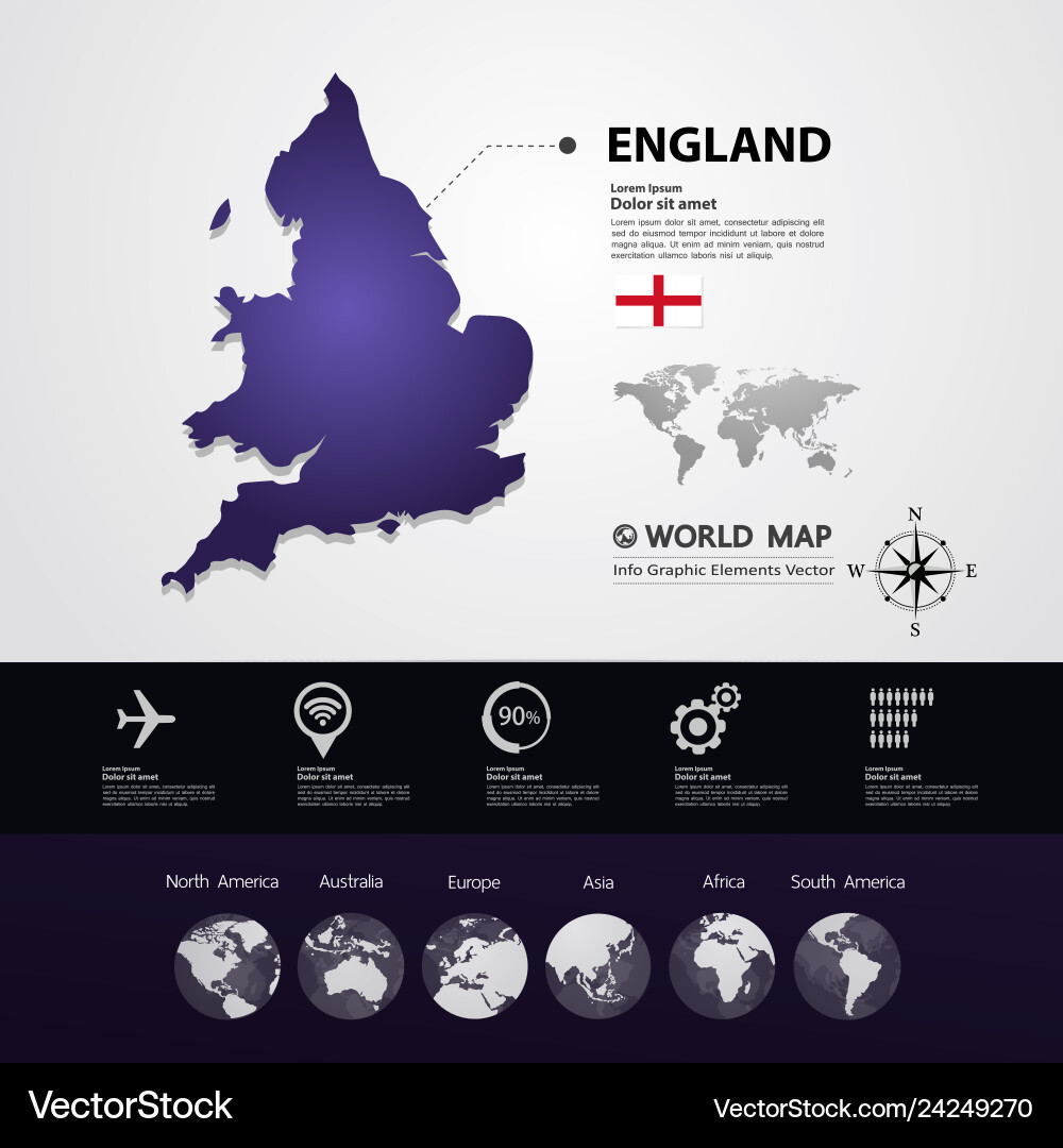 England map Royalty Free Vector Image - VectorStock