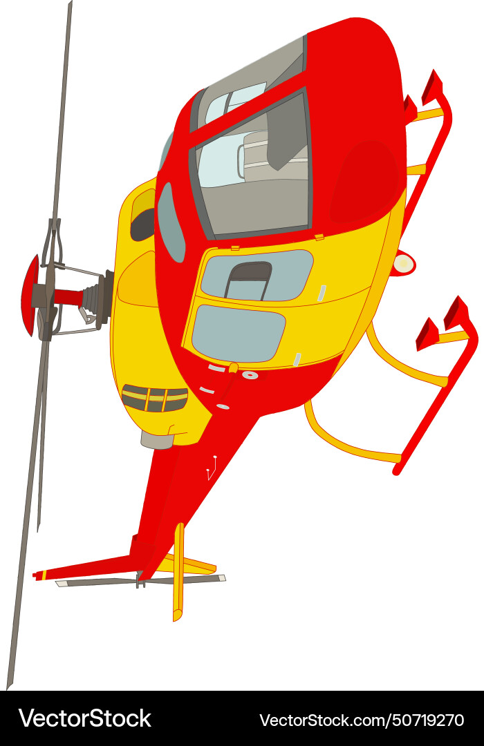 Red yellow helicopter on a transparent background Vector Image