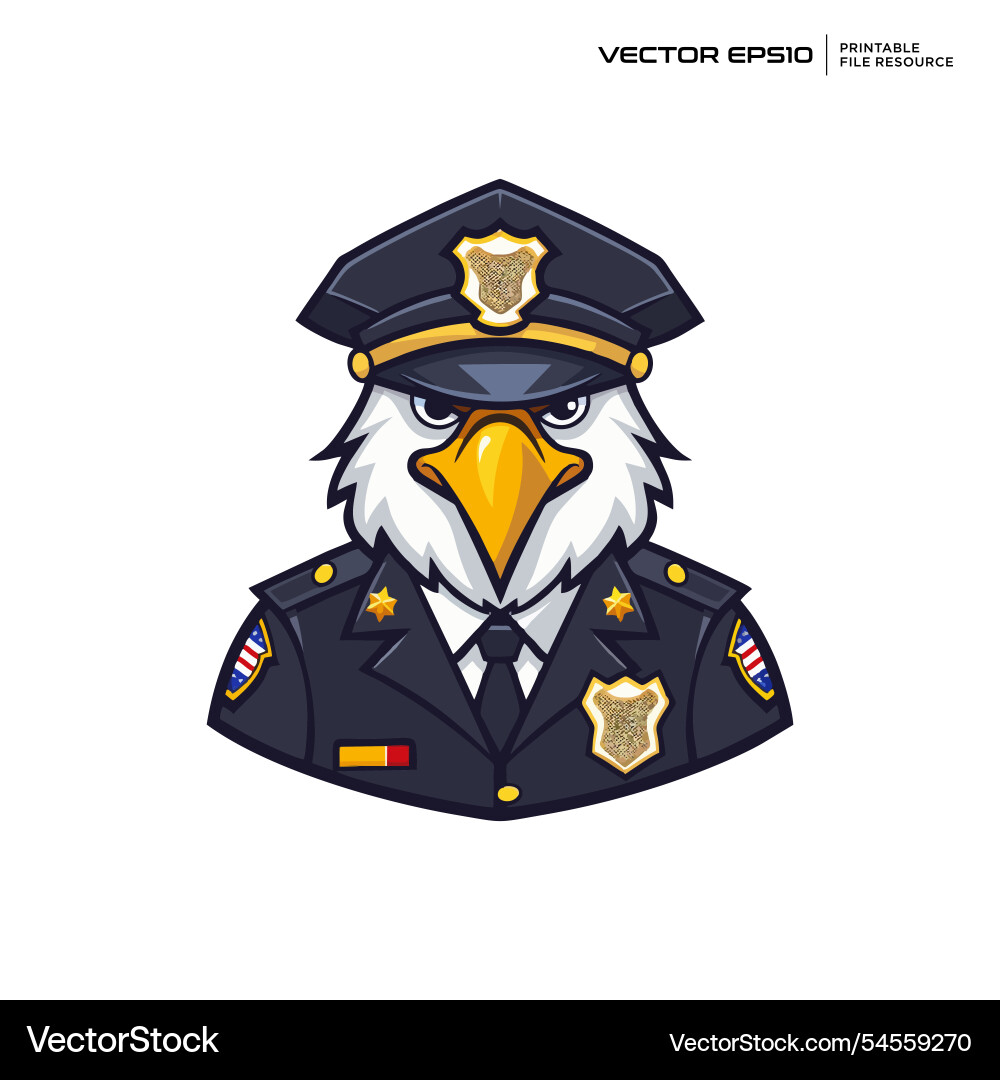 Security guard eagle character mascot logo Vector Image