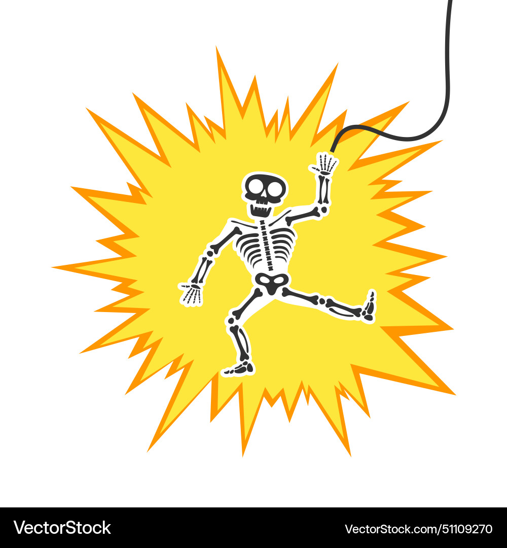 Skeleton electric shock by high voltage Royalty Free Vector