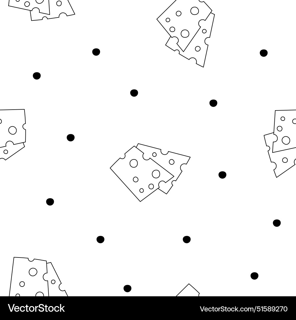 Slices cheese seamless pattern coloring page Vector Image