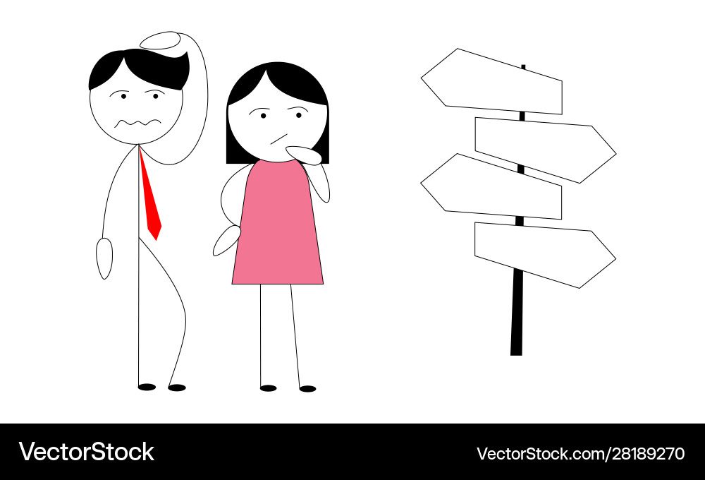 Stickman Stick Figur Wahl verwirrt Logo Lizenzfreier Vektor