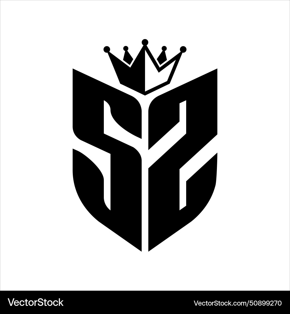 Sz letter monogram with shield shape crown Vector Image Sz letter monogram with shield shape crown Vector Image