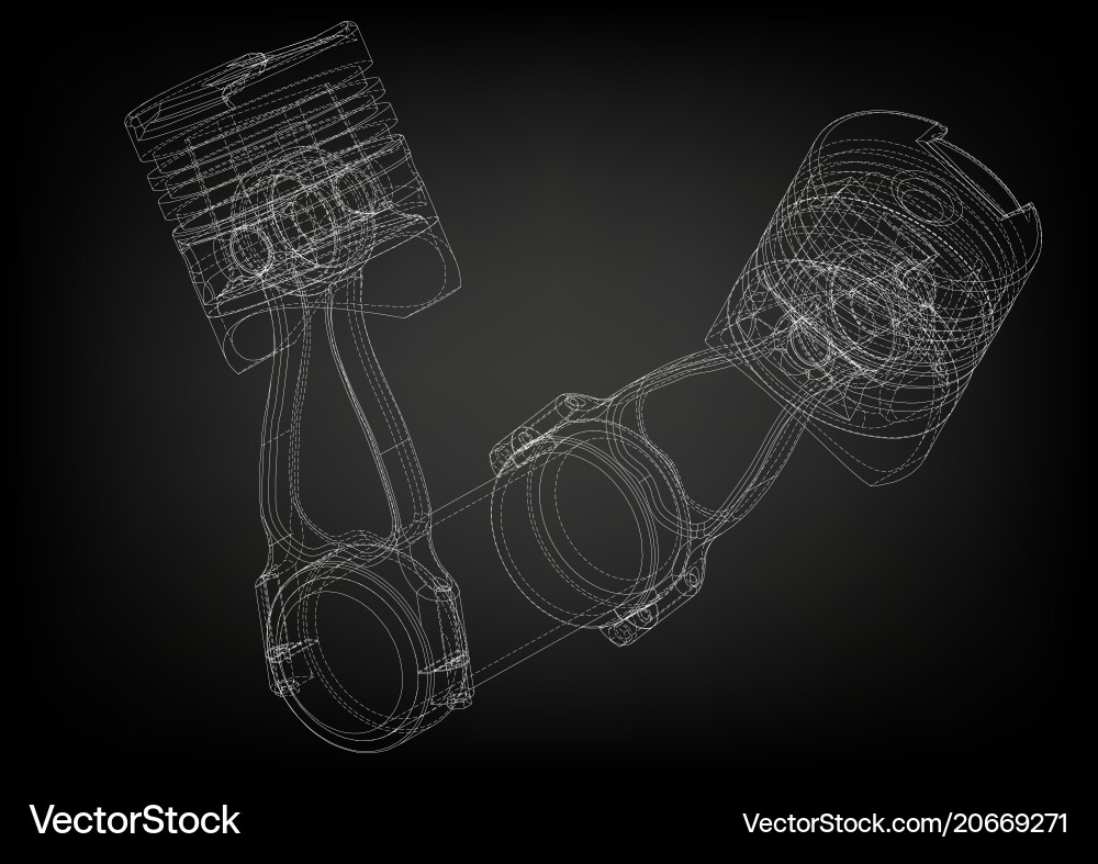 3d model of piston Royalty Free Vector Image - VectorStock
