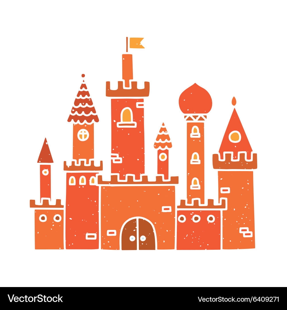 Cartoon castle isolated red Royalty Free Vector Image