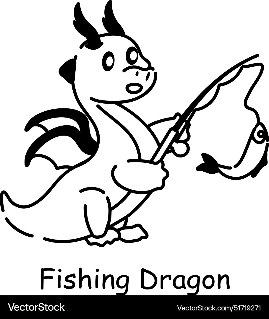 Fishing dragon Royalty Free Vector Image - VectorStock