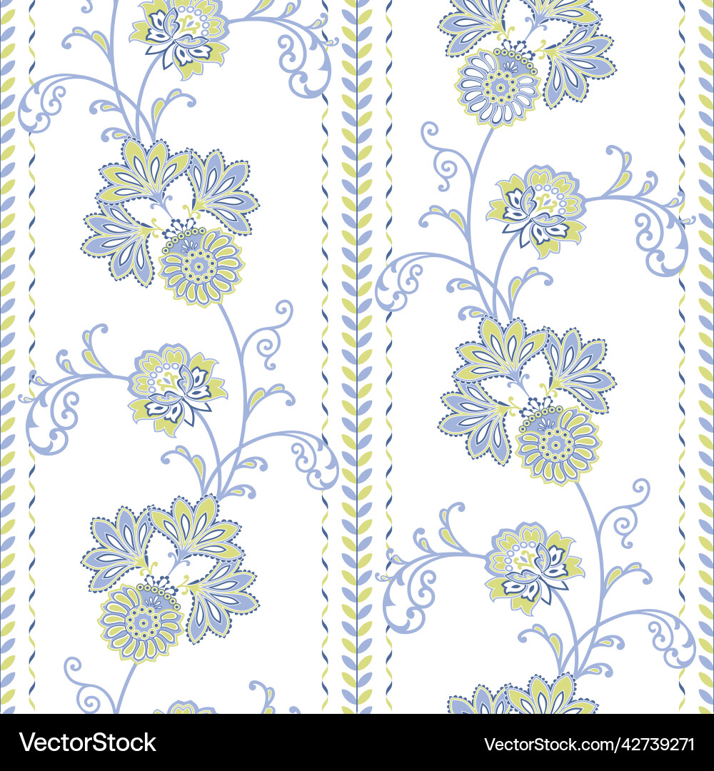 Jacobean seamless design cool color combo Vector Image