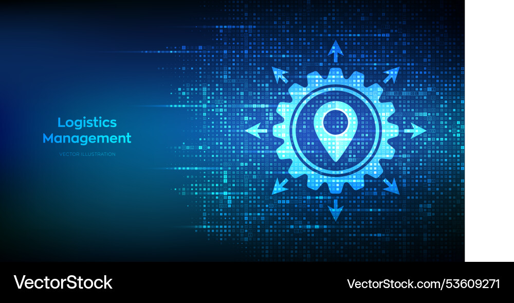 Logistics management icon made with binary code Vector Image