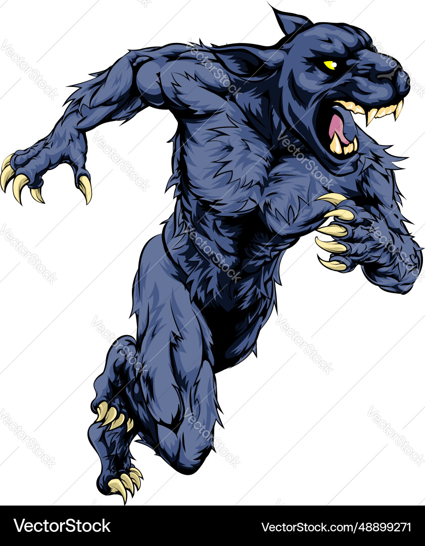 Panther sports mascot running Royalty Free Vector Image