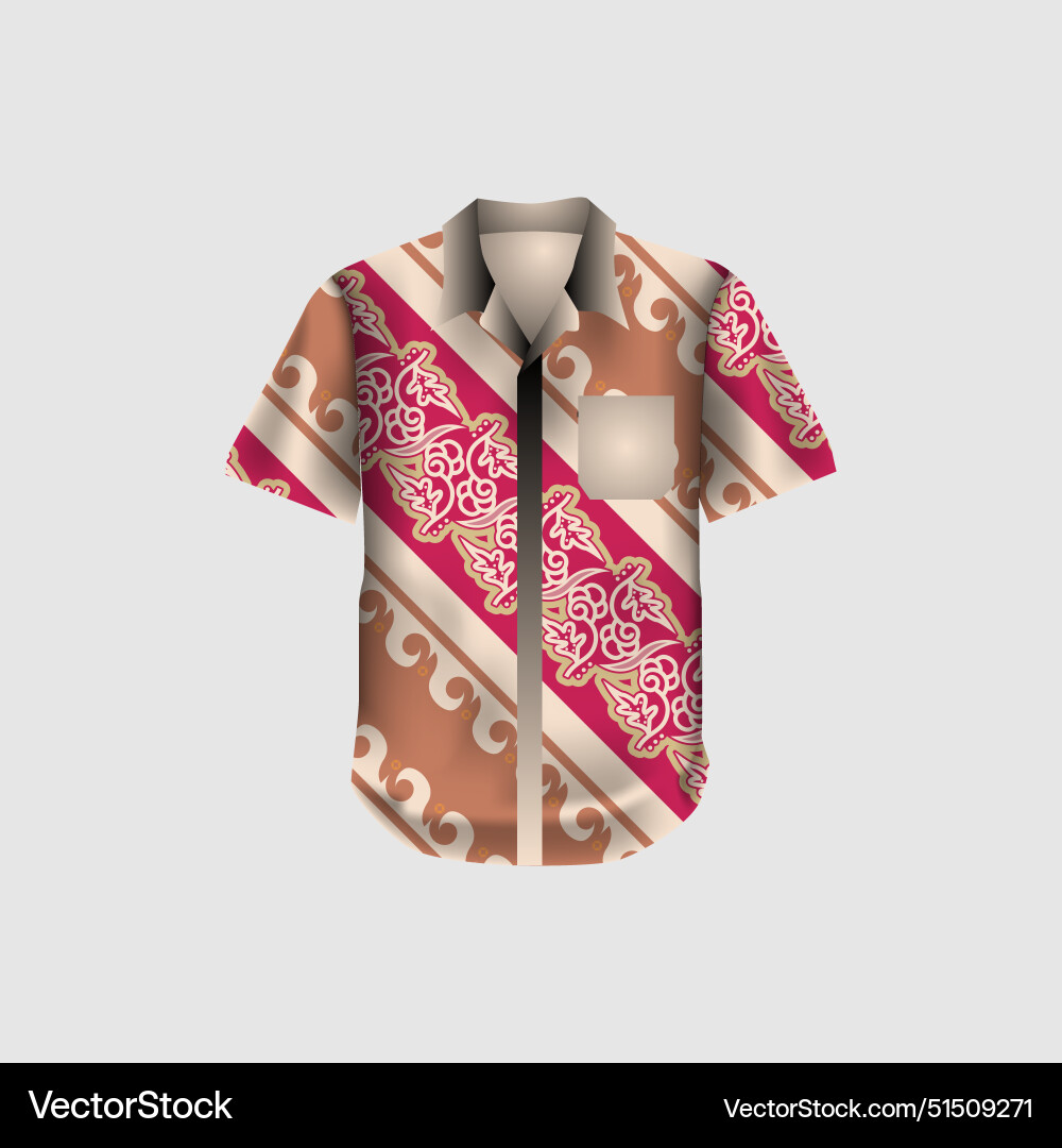 Short sleeve batik shirt traditional Royalty Free Vector